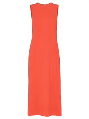 Whistles Slim-fit Textured Stretch-woven Midi Dress - Coral