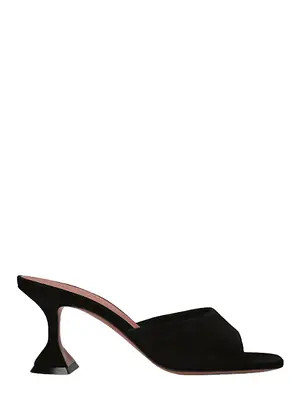 Amina Muaddi Lupita Leather Heeled Mules - Black