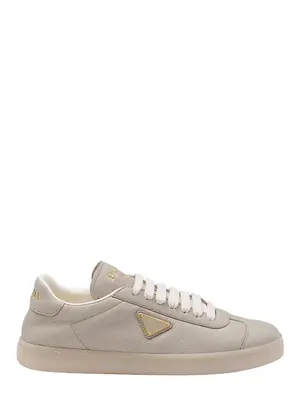 Prada Brand-Patch Leather Low-Top Trainers Grey