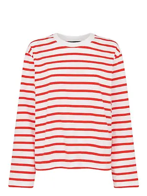 Whistles Striped Long-sleeve Cotton Top - Multi-coloured