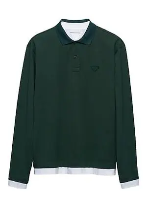Prada Conceptual Triangle-logo Cotton Polo Shirt - Green