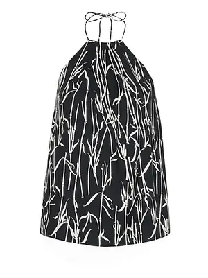 Whistles Bamboo-print Halter Neck Top - Monochrome