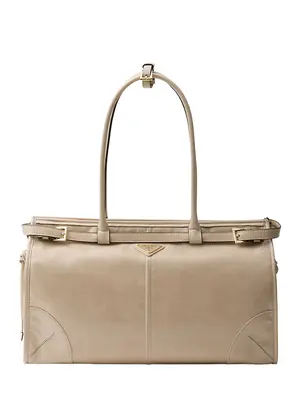 Prada Logo-plaque Leather Top-handle Bag - Neutral