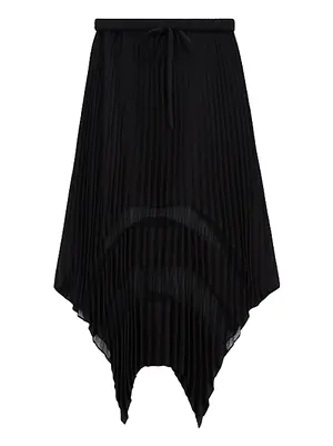 The Kooples Sheer-panel Asymmetric-hem Midi Skirt - Black