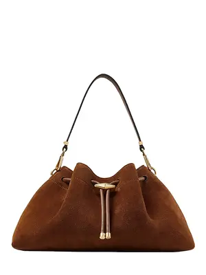JIMMY CHOO Cinch Suede Shoulder Bag - Tan/gold