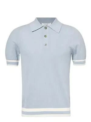 CHE Quinn Stripe-trimmed Cotton-knit Polo Shirt - Powder Blue