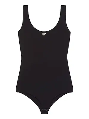 Prada Brand-plaque Fitted Stretch Nylon Body - Black