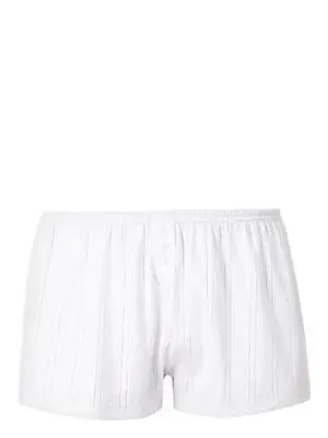 COU COU Pointelle High-rise Cotton Shorts - 001 White