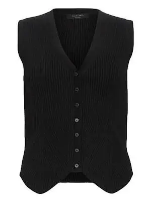 ALLSAINTS Cruz V-neck Ribbed Knitted Waistcoat - Black