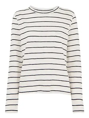 Whistles Striped Cotton Top - Cream