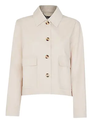 Whistles Boxy-fit Cotton Jacket - Tan