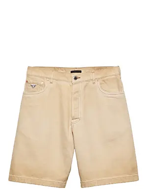 Prada Faded-wash Denim Shorts - Neutral