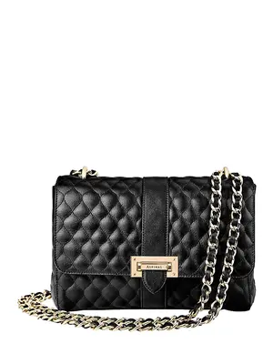 ASPINAL OF LONDON Lottie Large Quilted Leather Shoulder Bag - Black