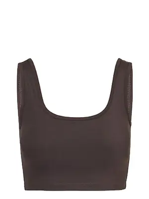 ADANOLA Ultimate Square-neck Stretch-woven Sports Bra - Coffee Bean