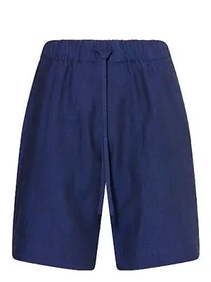MISSING CLOTHIER Drawstring-waistband Regular-fit Linen Shorts - Indigo