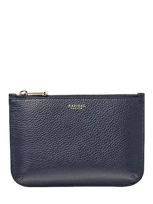 ASPINAL OF LONDON Ella Medium Grained-leather Pouch - Navy