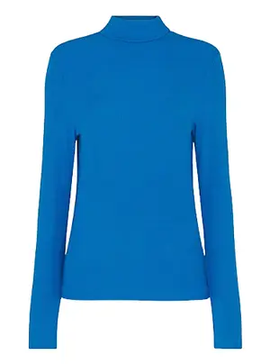 Whistles Essential Ribbed Jersey Top - Blue
