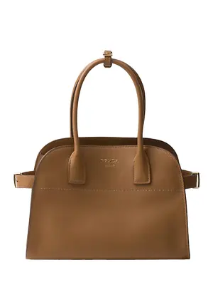 Prada Prada Foiled-Logo Leather Top-Handle Bag Brown
