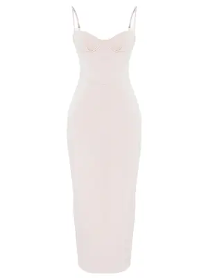 House Of Cb Stefania Fitted Satin Maxi Dress - Soft Peach