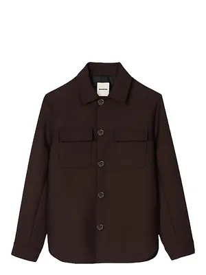 Sandro Patch-pocket Relaxed-fit Woven Overshirt M Bruns