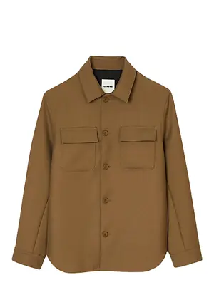 Sandro Patch-pocket Relaxed-fit Woven Overshirt M Verts
