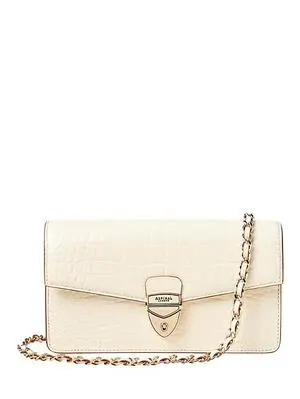 ASPINAL OF LONDON Mayfair Embossed Leather Clutch - Ivory