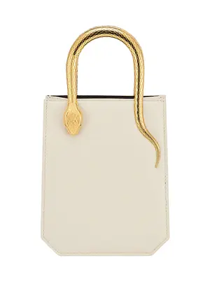 BVLGARI Serpenti Leather Tote Bag - White