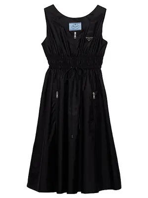 Prada Re-nylon Zip-front Midi Dress - Black