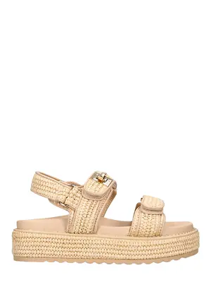 Steve Madden Millo Double-strap Raffia Sandals - Beige