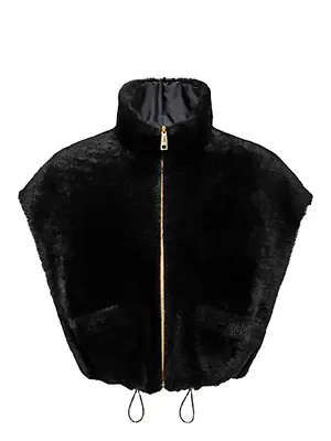 Prada High-neck Reversible Shearling Gilet - Black