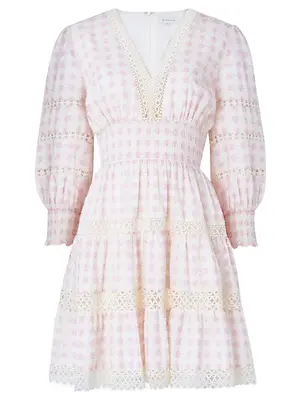 MALINA Inez Lace-trimmed Mini Dress - French Ditsy Pink