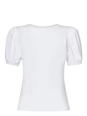 Paige Cotton-jersey T-shirt With Puff Sleeves - White