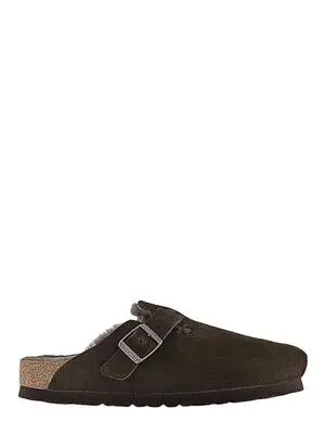 BIRKENSTOCK Boston Shearling-Lined Suede Sandals Mocca