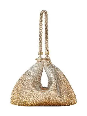 JIMMY CHOO Callie Crystal-embellished Satin Shoulder Bag - Gold/gold