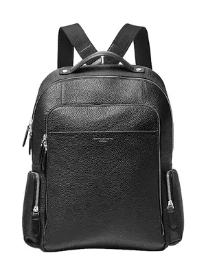 ASPINAL OF LONDON Reporter Zipped Pebbled Leather Backpack - Black