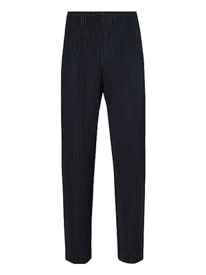 Issey Miyake Pleated Straight-leg Trousers - Navy