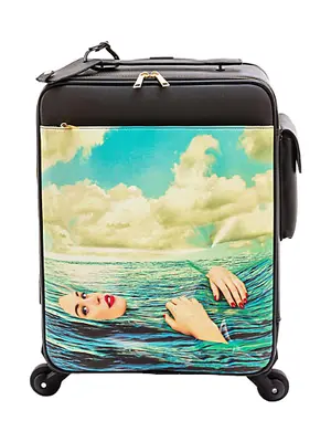 SELETTI Seagirl Faux-leather Suitcase - Blue/white