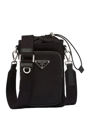 Prada Logo-plaque Nylon Cross-body Phone Pouch - Black