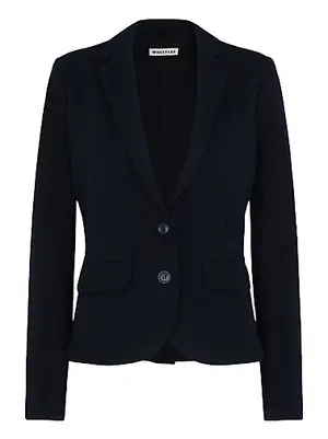 Whistles Slim-fit Single-breasted Cotton-jersey Jacket - Navy