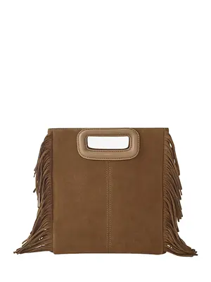 Maje Maje Fringed-Trim Suede Shoulder Bag Bruns