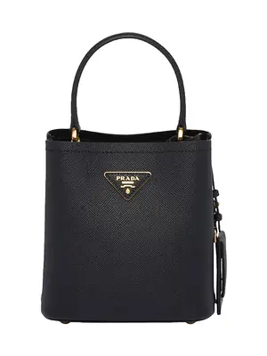 Prada Panier Small Saffiano-leather Top-handle Bag - Black