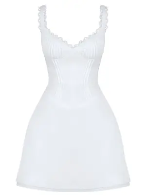 House Of Cb Tilly Pin-tuck Woven Mini Dress - White