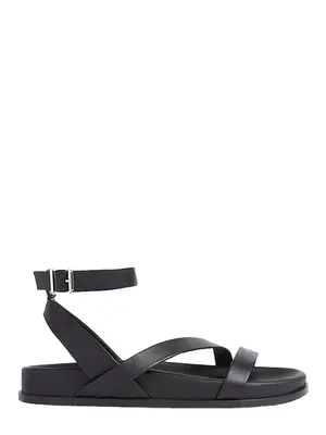 Whistles Gaia Asymmetric Strappy Leather Sandals - Black
