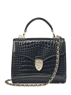 ASPINAL OF LONDON Mayfair Medium Croc-embossed Top-handle Bag - Black