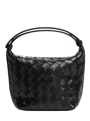 Bottega Veneta Leather Top Handle Bag - Black-gold