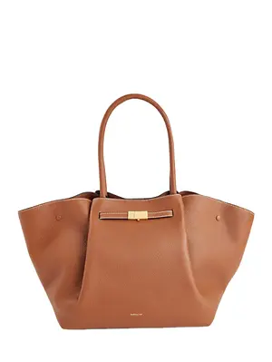 DEMELLIER New York Leather Tote Bag - Tan Ecru Stitching