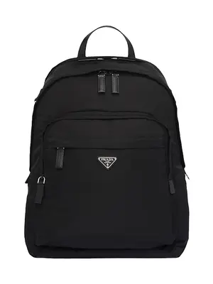 Prada Re-nylon And Leather Backpack - Black