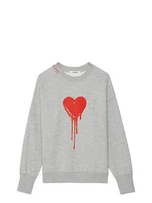 Zadig&Voltaire Heart-print Cotton-jersey Sweatshirt - Gris Chine Clai