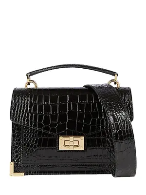The Kooples Small Emily Crocodile-effect Cross-body Bag - Black