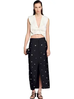 Sandro Sandro Satin-Effect Crop Top White